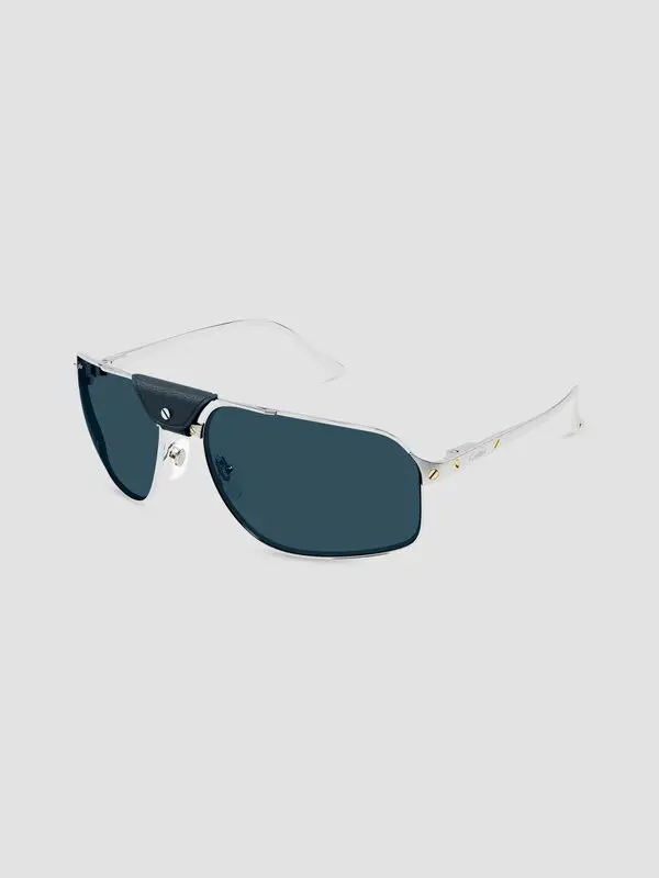 Cartier Santos De 64mm Pilot Sunglasses - Silver