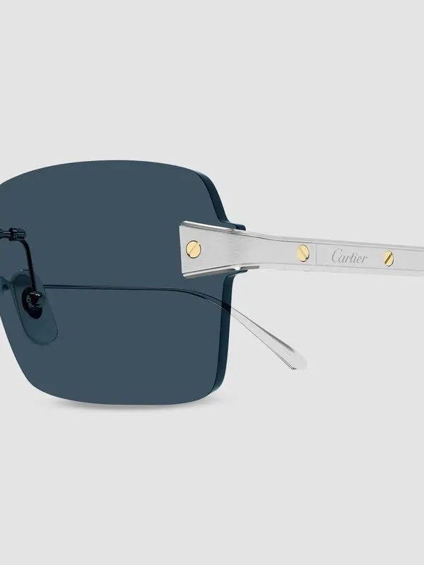 Cartier Santos De 63mm Rimless Sunglasses - Silver