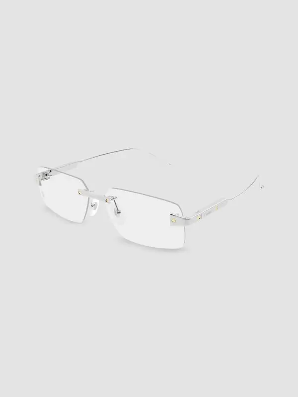 Cartier Santos De 59mm Platinum-plated Rimless Rectangular Eyeglasses - Silver