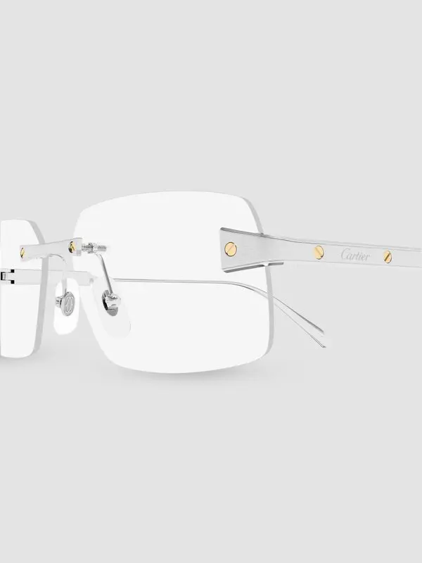 Cartier Santos De 59mm Platinum-plated Rimless Rectangular Eyeglasses - Silver