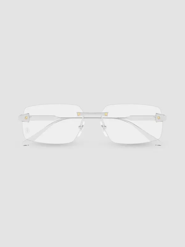 Cartier Santos De 59mm Platinum-plated Rimless Rectangular Eyeglasses - Silver