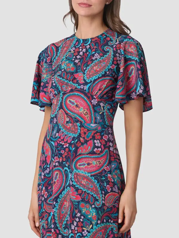 Shoshanna Mallie Paisley Fluted-hem Midi Dress