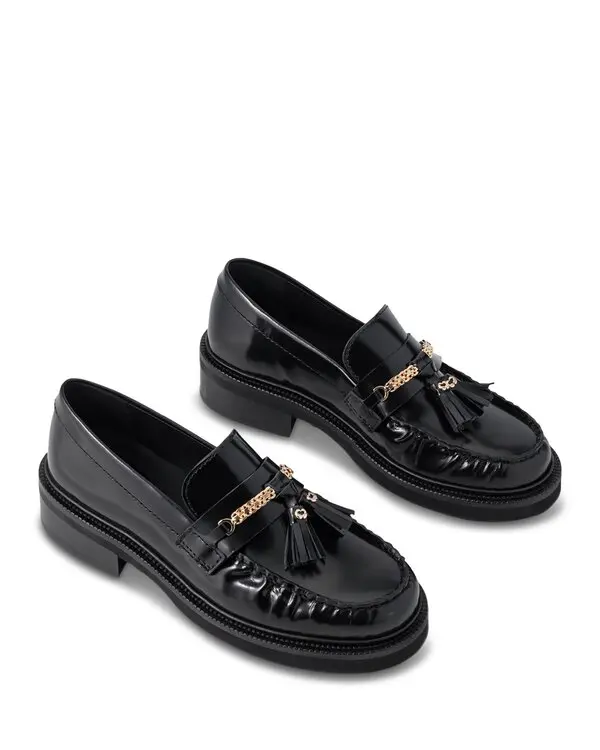 Maje Tassel & Chain Leather Loafers