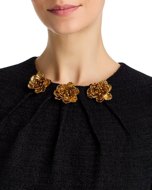 Rickie Freeman For Teri Jon Flower Hardware Tweed Dress