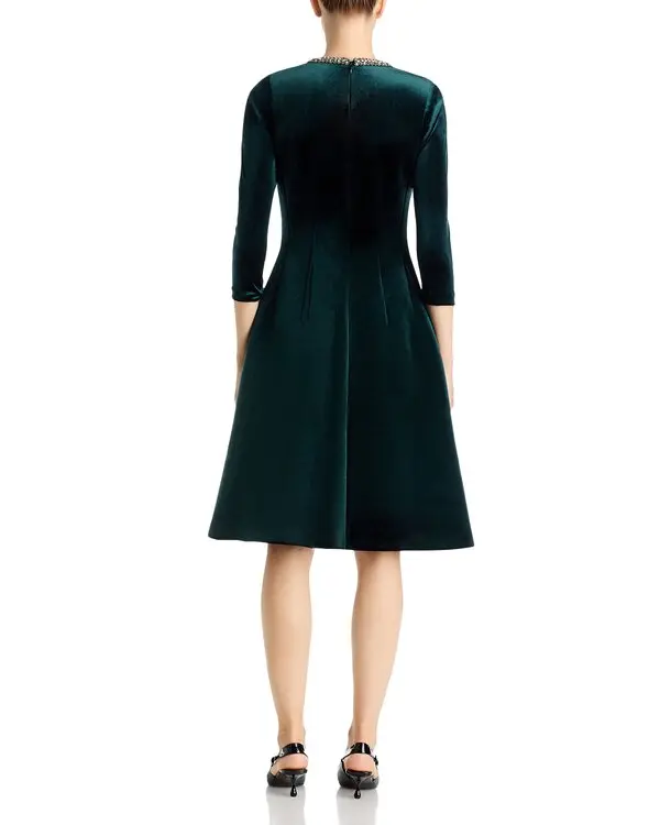Rickie Freeman For Teri Jon Embellished Velvet A-line Dress