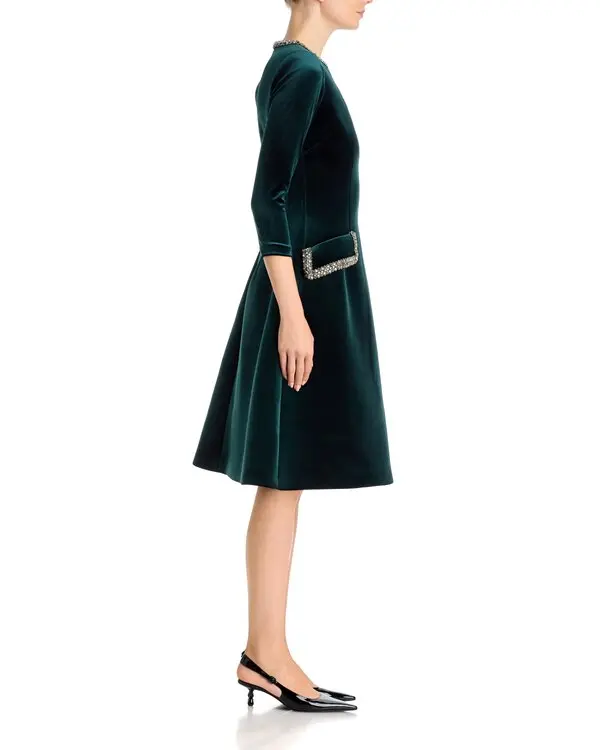 Rickie Freeman For Teri Jon Embellished Velvet A-line Dress