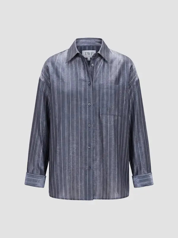 TWP Something Borrowed Striped Cotton-blend Shirt - Midnight