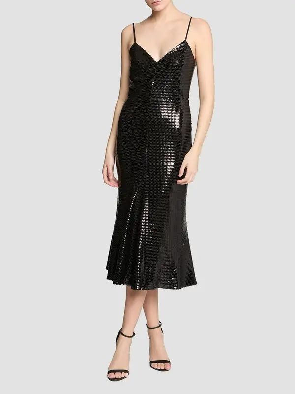 Halston Lucia Sequined V-neck Midi-dress