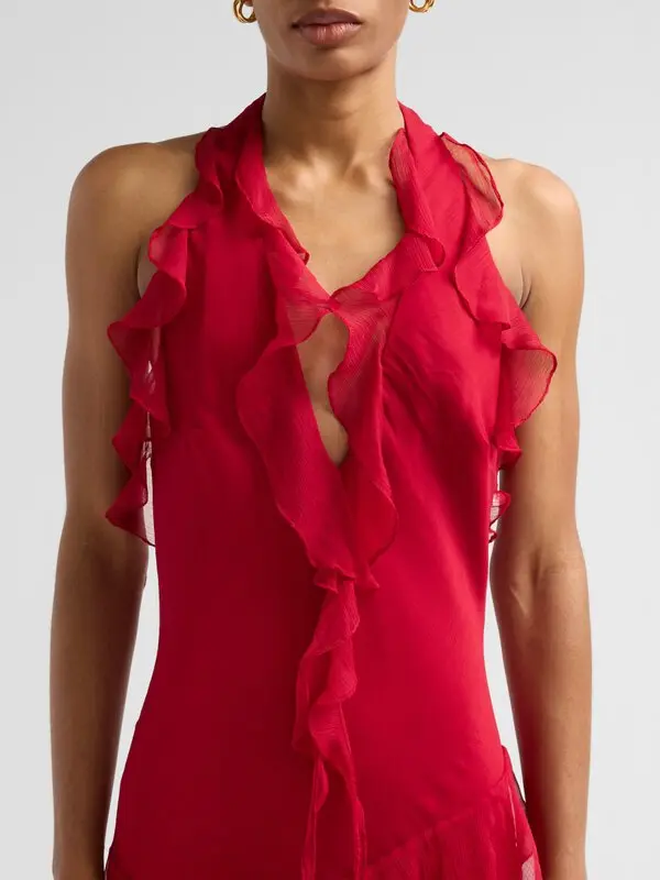 AMUR Lola Halterneck Ruffled A-line Gown