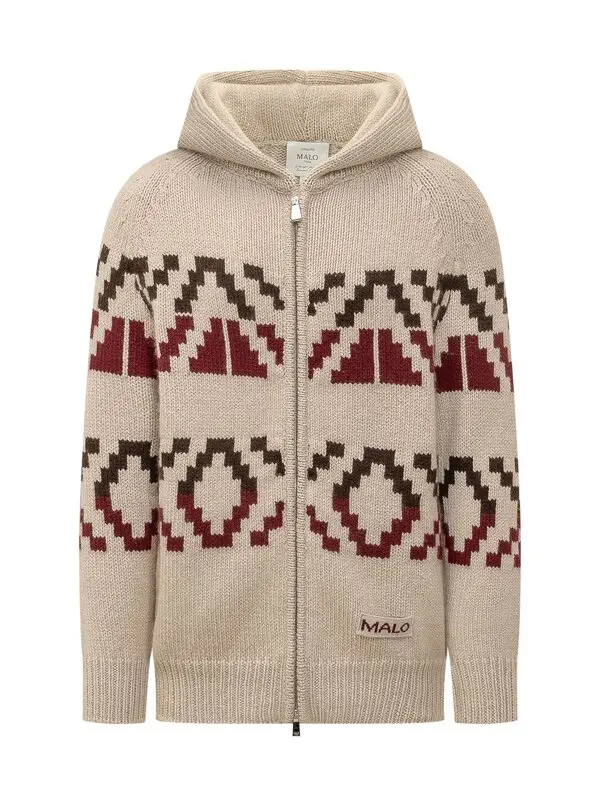Malo Jacquard Bomber Zip Knit Jacket