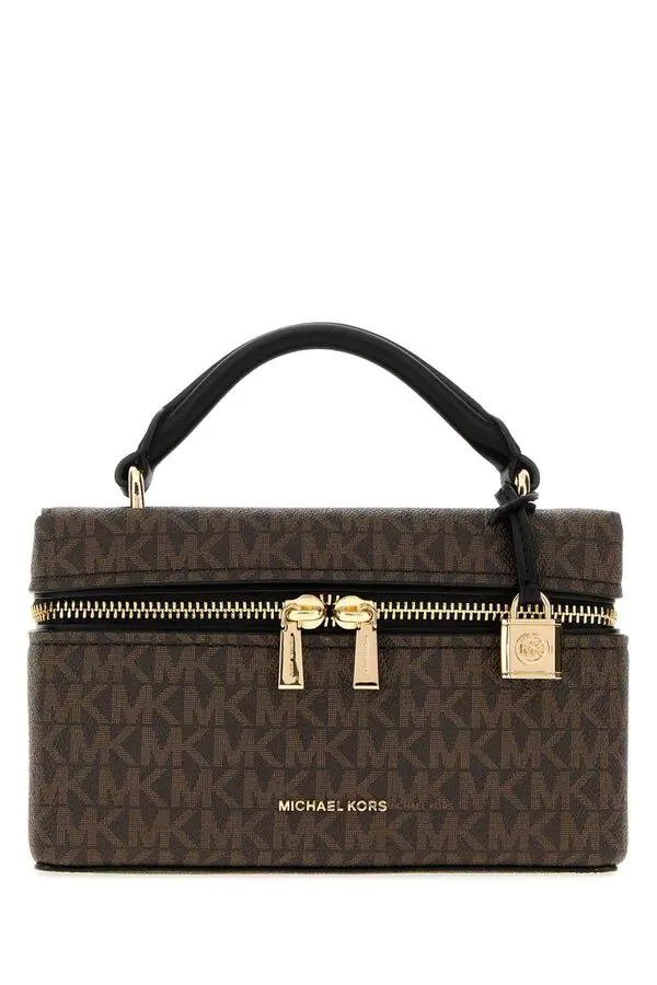 Michael Kors Mini Canvas Jana Handbag With Golden Hardware - Printed