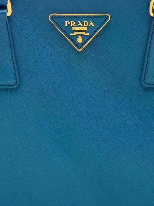Prada Small Galleria Leather Tote Bag - Blue