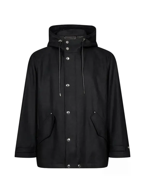 Mackintosh Hooded Press-stud Coat - Black