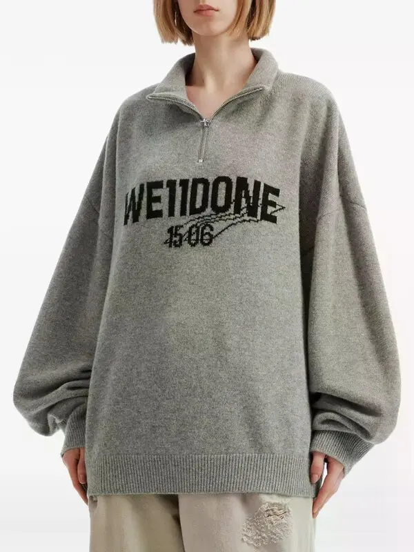 We11Done Logo-intarsia Half-zip Sweater