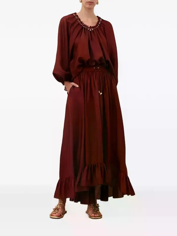 Zimmermann Aster Maxi Skirt - Red