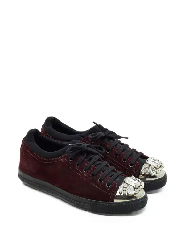 Miu Miu Crystal-embellished Metal-toe Sneakers