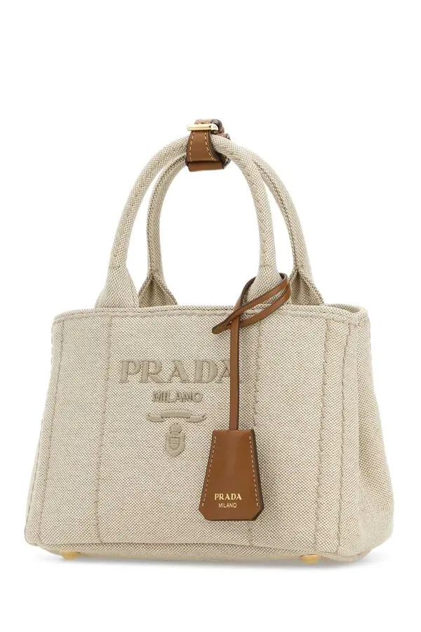 Prada Two-tone Canvas Mini Jardiniã¨re Handbag - White