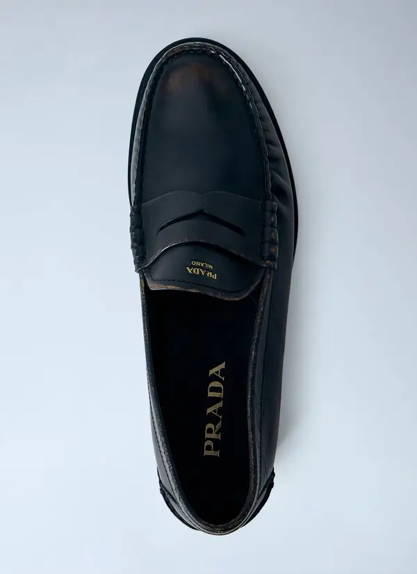 Prada Antiqued Leather Loafers
