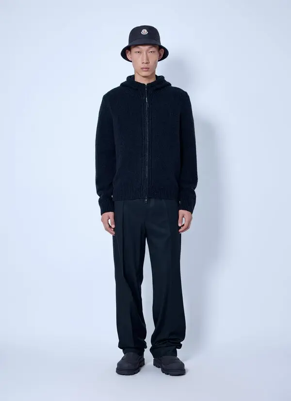 Moncler Bouclé Wool Blend Zip-up Hoodie