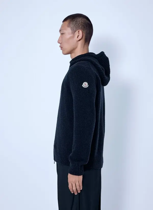 Moncler Bouclé Wool Blend Zip-up Hoodie