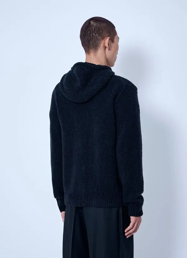 Moncler Bouclé Wool Blend Zip-up Hoodie