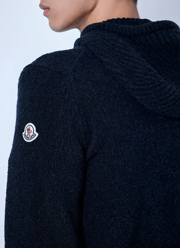 Moncler Bouclé Wool Blend Zip-up Hoodie