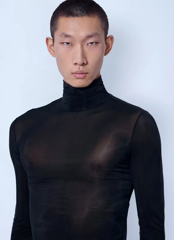 Saint Laurent Sheer Turtleneck Top