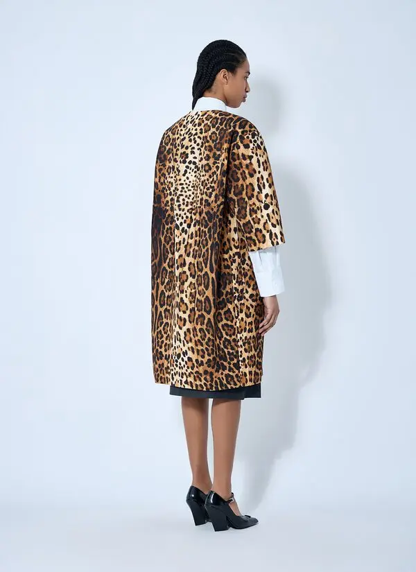 Prada Single-breasted Leopard Print Drill Coat