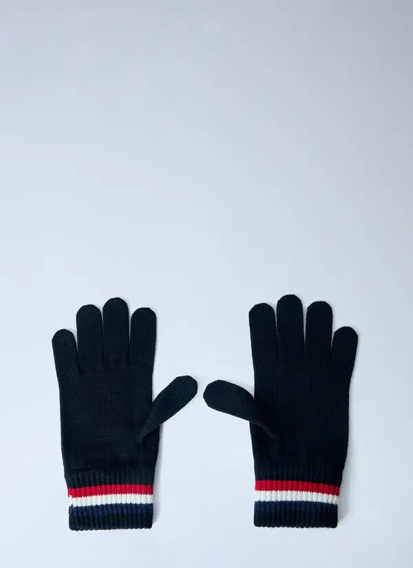 Moncler Knit Gloves With Logo Patch