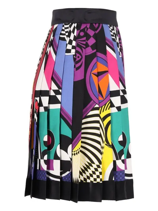 Versace Printed Silk Twill Pleated Miniskirt
