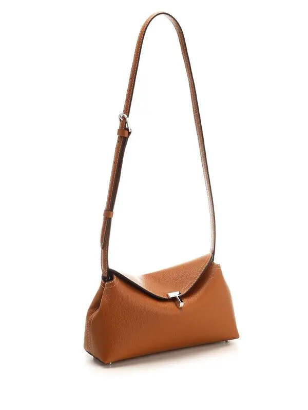 TOTEME T-lock Leather Clutch Bark - Brown