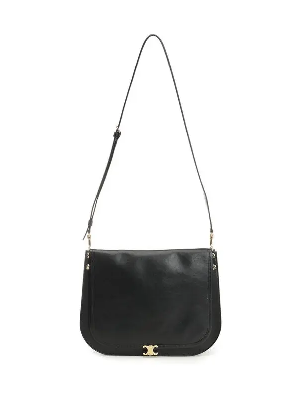 Celine Besace Leather Bag - Black