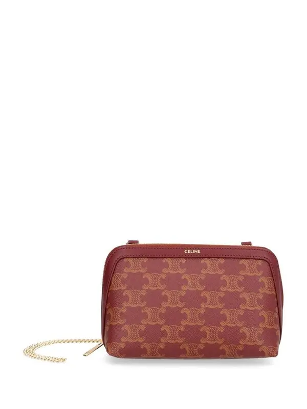 Celine Triomphe Coated Canvas Clutch On Chain - Multicolor