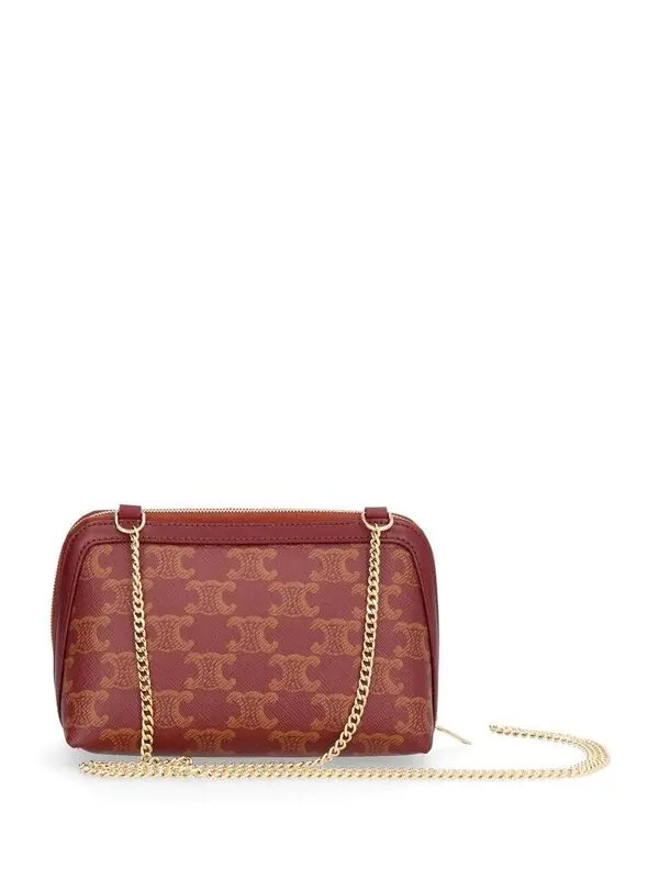 Celine Triomphe Coated Canvas Clutch On Chain