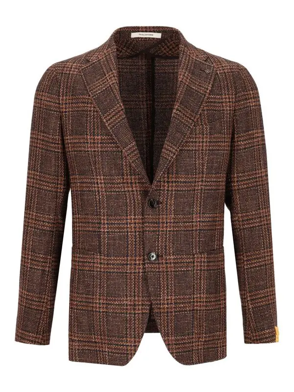 Tagliatore Wool And Silk Prince Of Wales Blazer - Brown