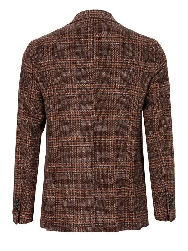 Tagliatore Wool And Silk Prince Of Wales Blazer - Brown