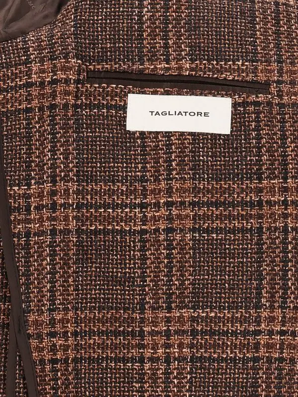 Tagliatore Wool And Silk Prince Of Wales Blazer - Brown