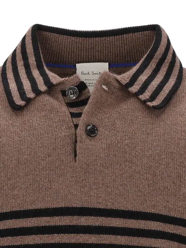 Paul Smith Striped Cashmere Polo Sweater
