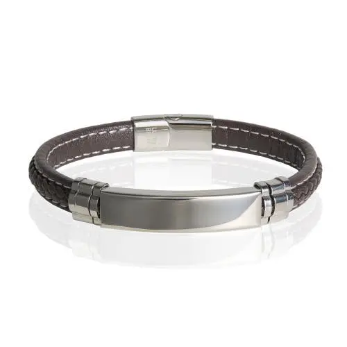 Lucky Brand Microfiber Leather And Stainless Steel Id Bracelet For Men8.5