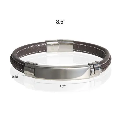 Lucky Brand Microfiber Leather And Stainless Steel Id Bracelet For Men8.5