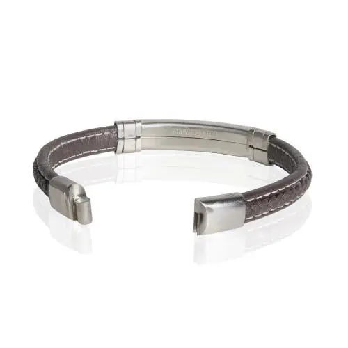 Lucky Brand Microfiber Leather And Stainless Steel Id Bracelet For Men8.5