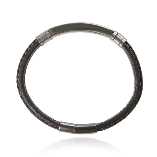 Lucky Brand Microfiber Leather And Stainless Steel Id Bracelet For Men8.5