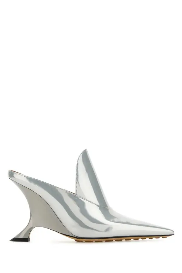 Bottega Veneta Leather Rocket Mules - Silver