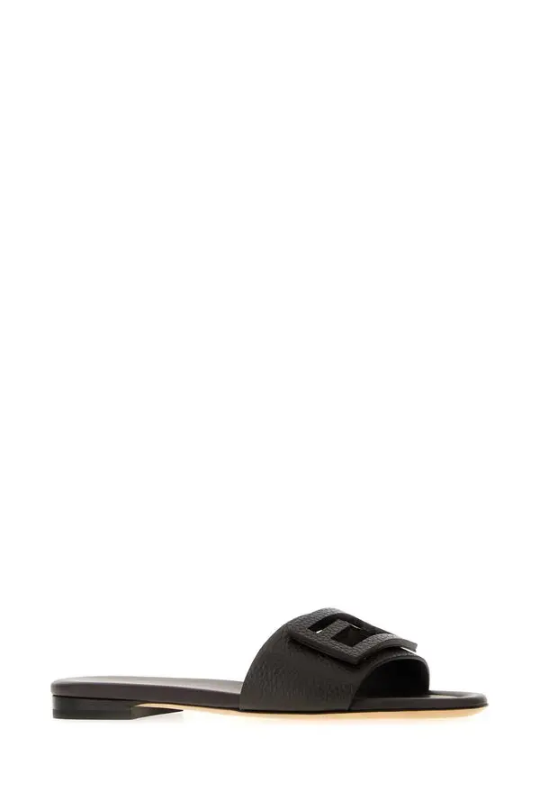 Fendi Leather Baguette Slippers