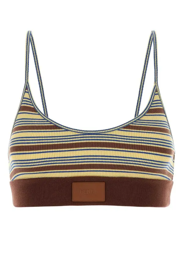 Fendi Embroidered Stretch Cotton Crop-top - Multicolor