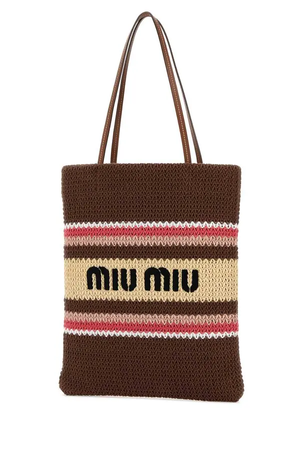 Miu Miu Embroidered Crochet Shopping Bag