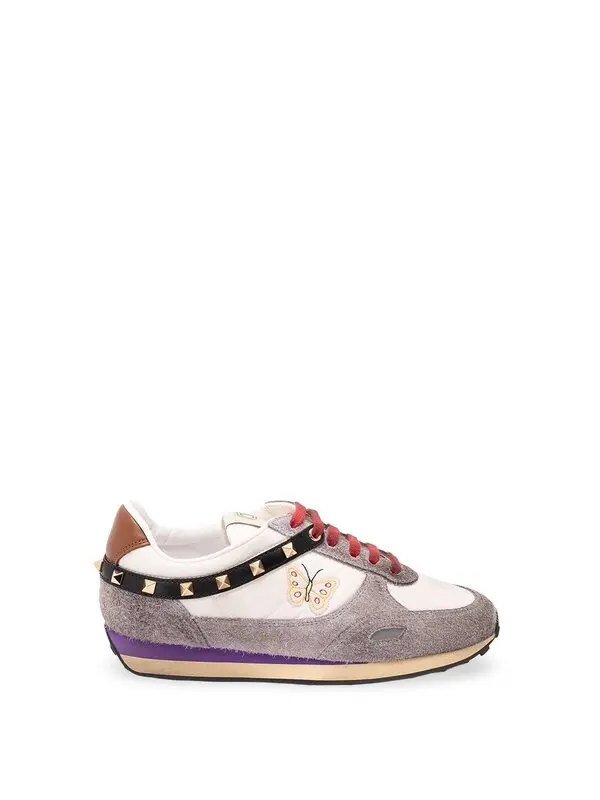 Valentino Garavani Stud Up Trainer With Butterfly Embroidery