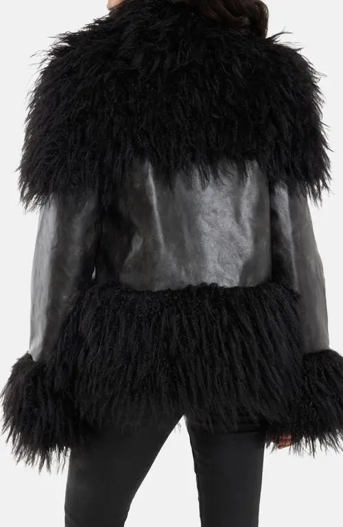 JADED LONDON Faux Leather & Faux Fur Toggle Coat