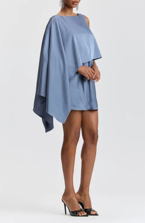 Avec Les Filles Satin Asymmetrical Cape Minidress