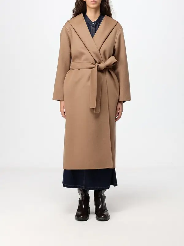 Max Mara Long Hooded Wool-blend Robe Coat - Camel
